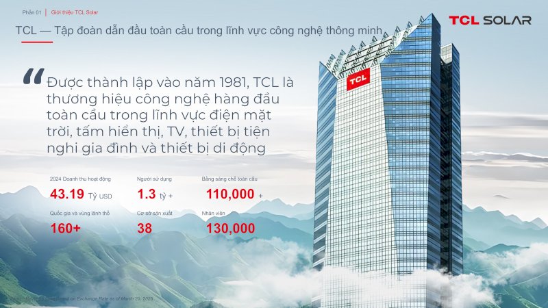 Tấm pin NLMT TCL Solar - Model: HSMGFDNM590 - Công suất: 590W